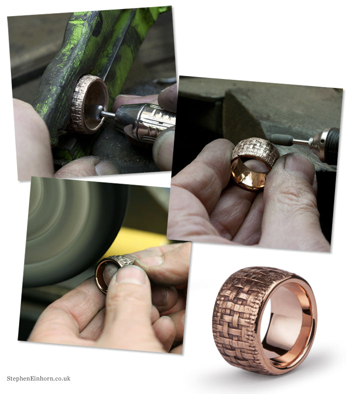Bespoke Commission: Stephen’s 9ct Rose Gold Textured Weave Ring ...
